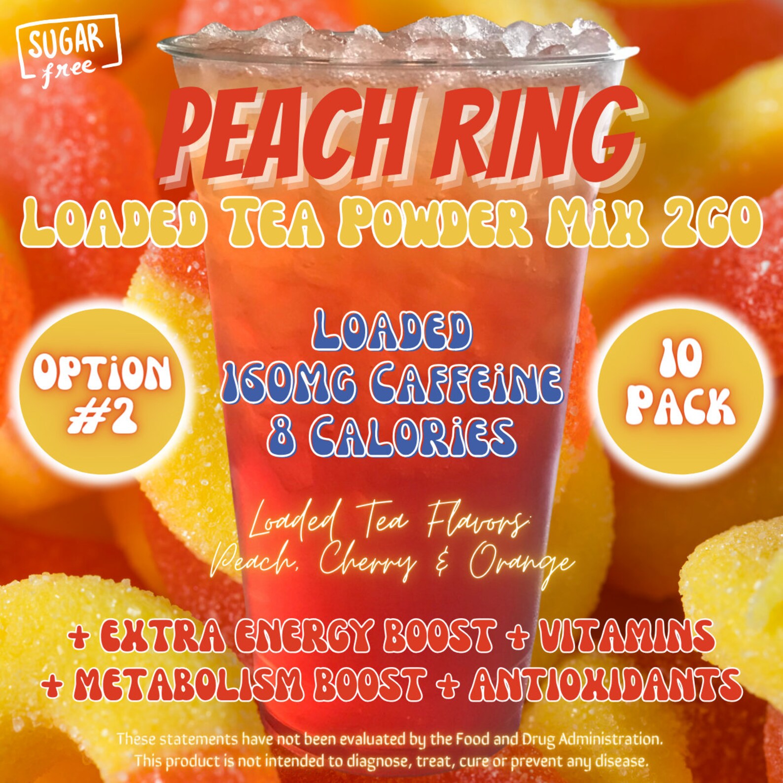 Loaded Tea Powder Energy Drink Mix Packets: PEACH RING 3 Options to ...