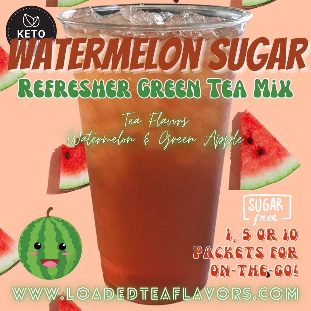 Refresher Tea Keto Energy Drink Mix Packets: WATERMELON SUGAR Sugar ...
