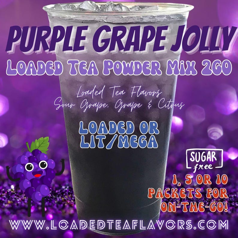 Loaded Tea Flavor Powder Energy Drink Mix Packets: PURPLE GRAPE Jolly 2 ...
