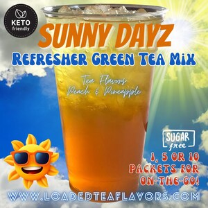Refresher Tea Keto Energy Drink Mix Packets: SUNNY DAYZ Zero Calorie ...