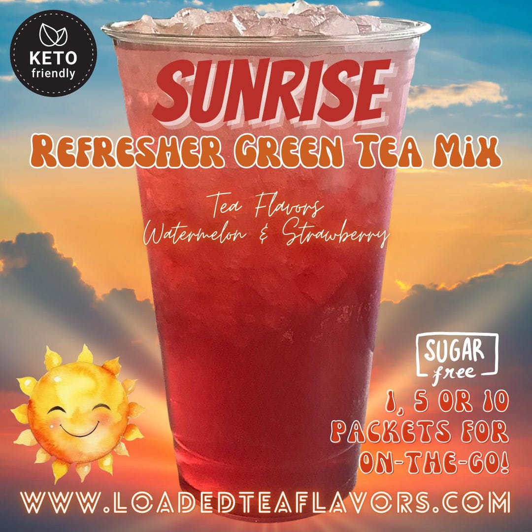 Refresher Tea Keto Energy Drink Mix Packets: SUNRISE Zero Calorie Sugar ...