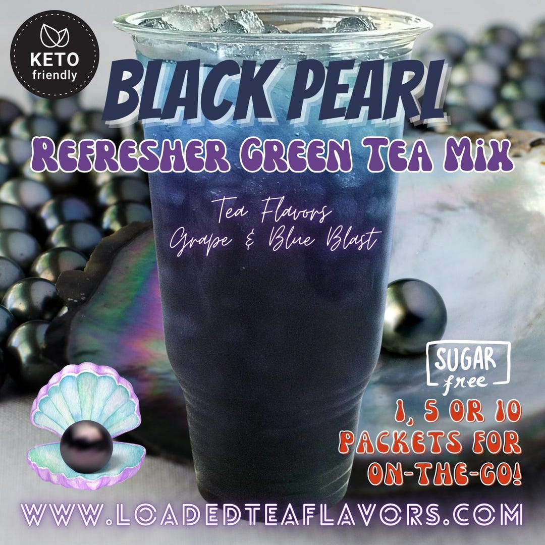 Refresher Tea Keto Energy Drink Mix Packets: BLACK PEARL Zero Calorie ...