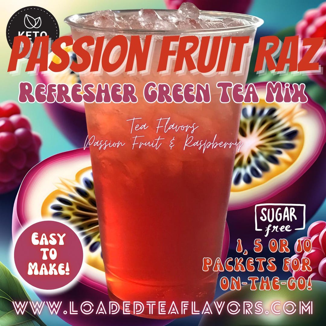 Refresher Tea Keto Energy Drink Mix Packets: PASSION FRUIT RAZ 0 ...
