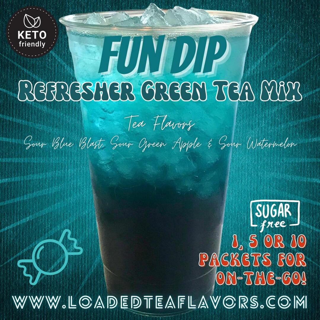 Refresher Tea Keto Energy Drink Mix Packets: FUN DIP Zero Calorie Sugar ...