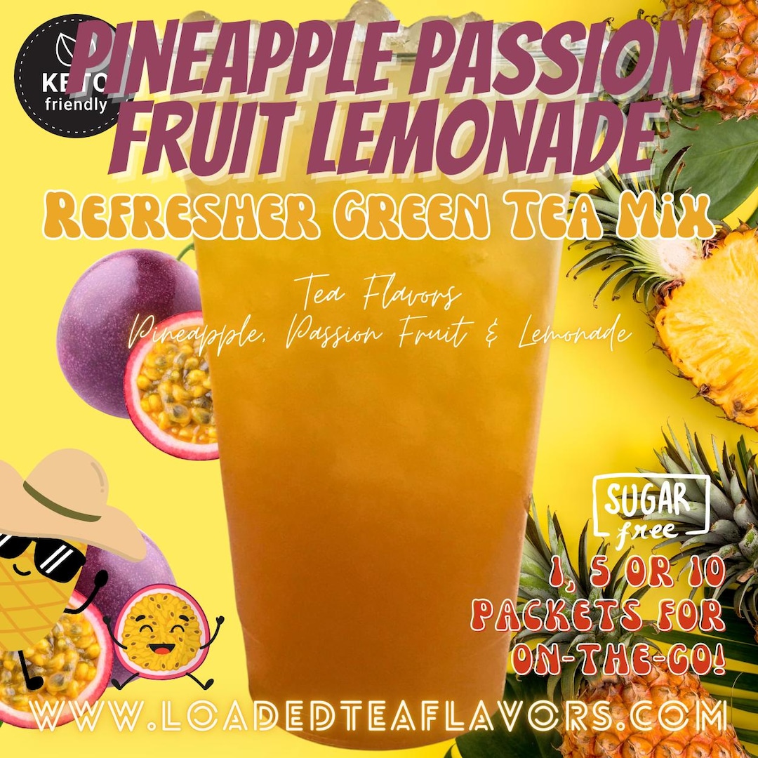 Refresher Tea Keto Energy Drink Mix Packets: PINEAPPLE PASSION FRUIT ...