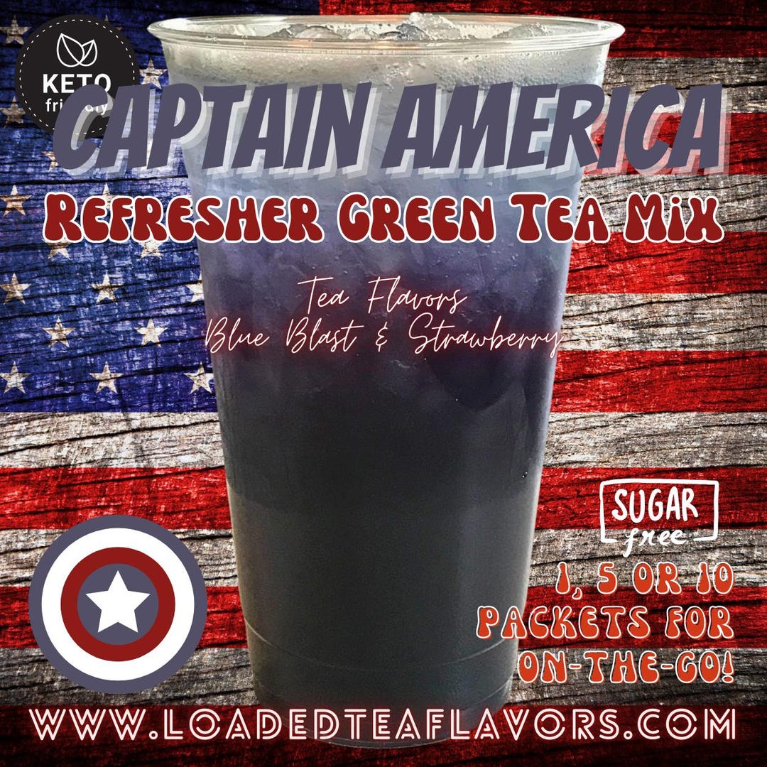 Refresher Tea Keto Energy Drink Mix Packets: Captain America® Sugar ...