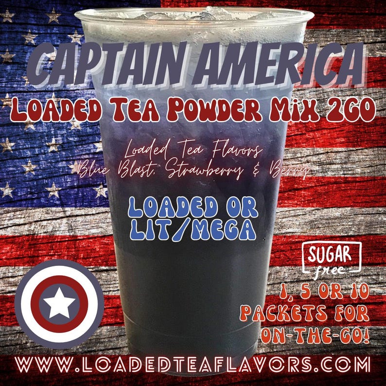 Loaded Tea Flavor Powder Energy Drink Mix Packets: PATRIOTIC America 2 ...