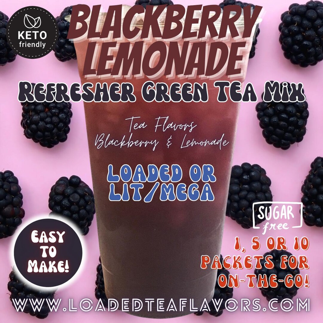 Refresher Tea Keto Energy Drink Mix Packets: BLACKBERRY LEMONADE Sugar ...