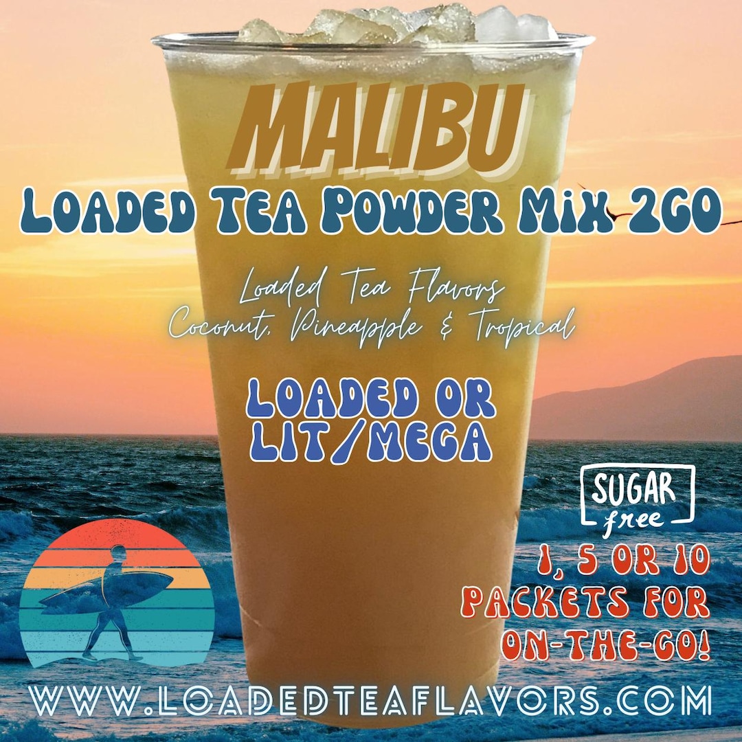 Loaded Tea Flavor Powder Energy Drink Mix Packets: MALIBU Make at Home ...