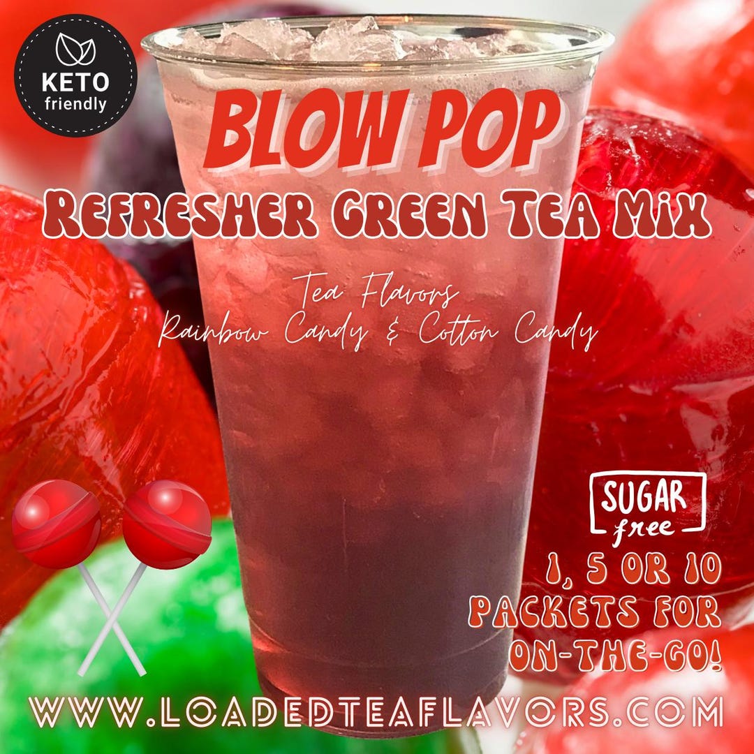 Refresher Tea Keto Energy Drink Mix Packets: BLOW POP Zero Calorie ...