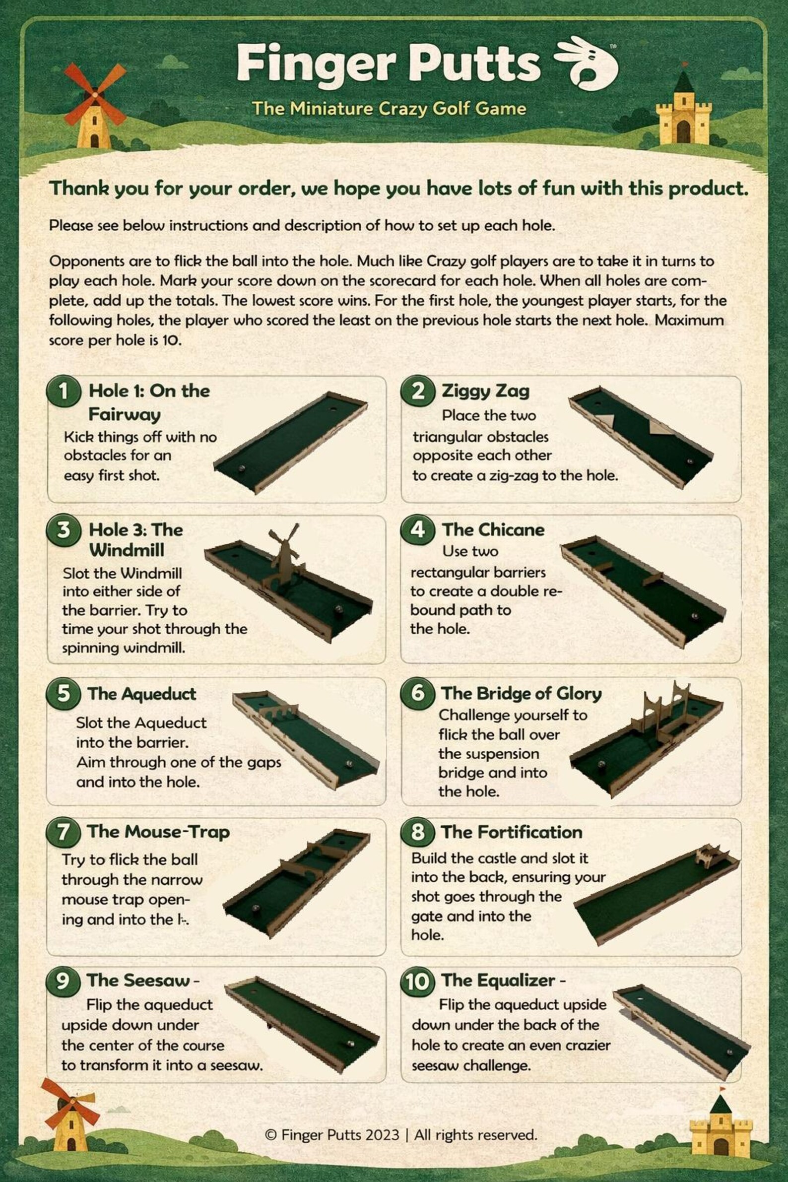 Finger Putts, Build Your Own 10 Hole Minature Crazy Golf Course ...