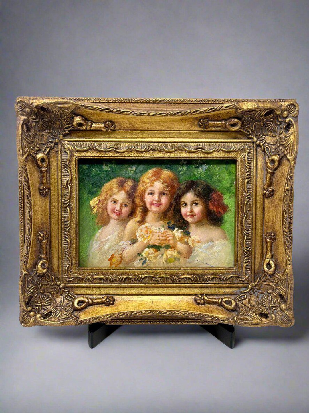 Innocence of Youth Three Cherubs With Roses 10x12 - Etsy