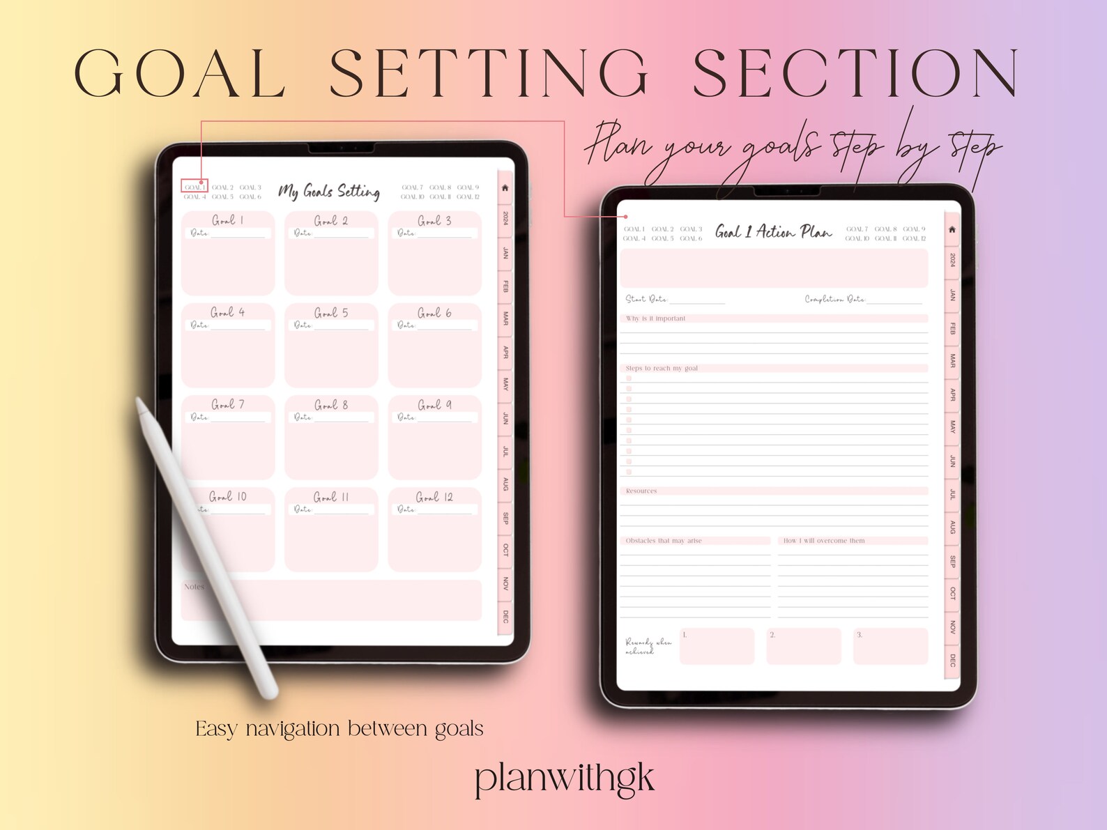 2024 Digital Planner Goodnotes Planner Self Care Planner Fitness ...