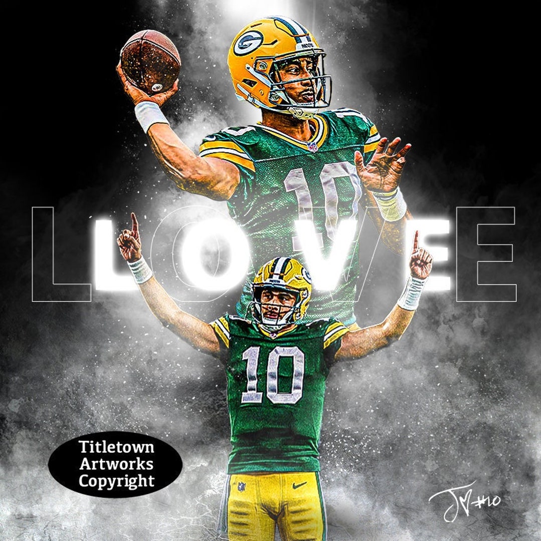 Green Bay Packers Jordan Love Digital Artwork - Etsy