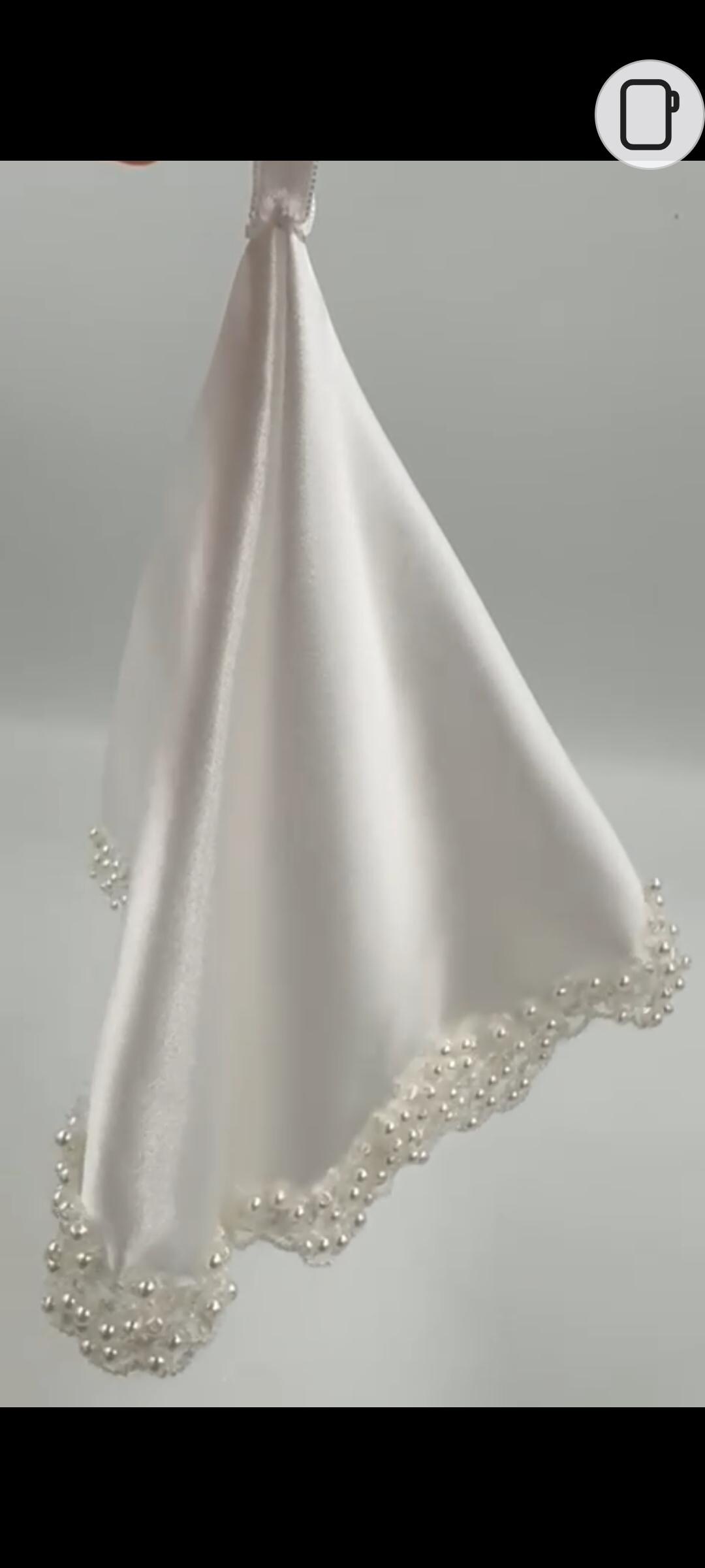 Beaded Satin Embroidered Bridal White Handkerchief, Albanian ...