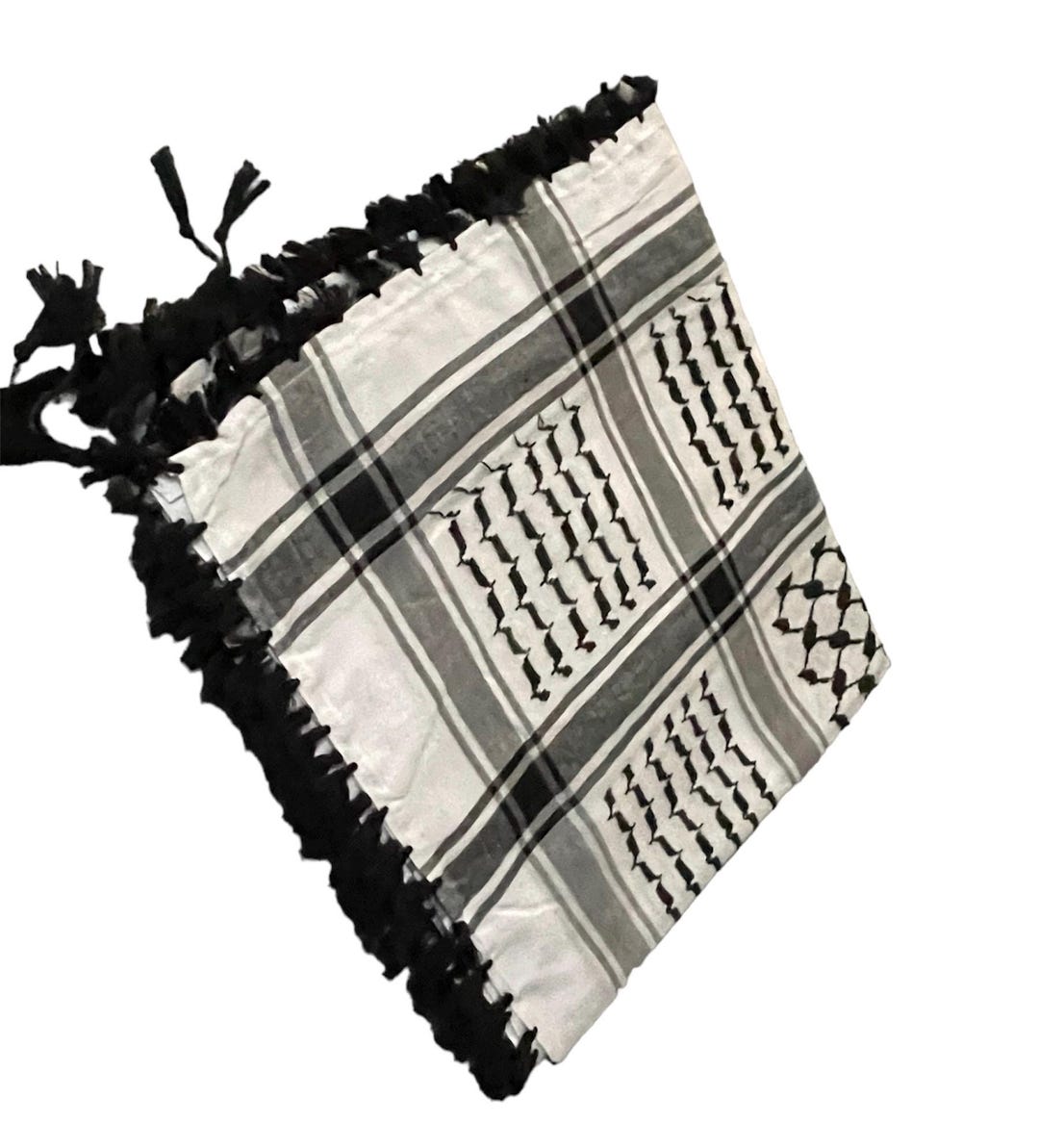 White Keffiyeh With Black Border - Palestinian - Jordanian- Palestine ...