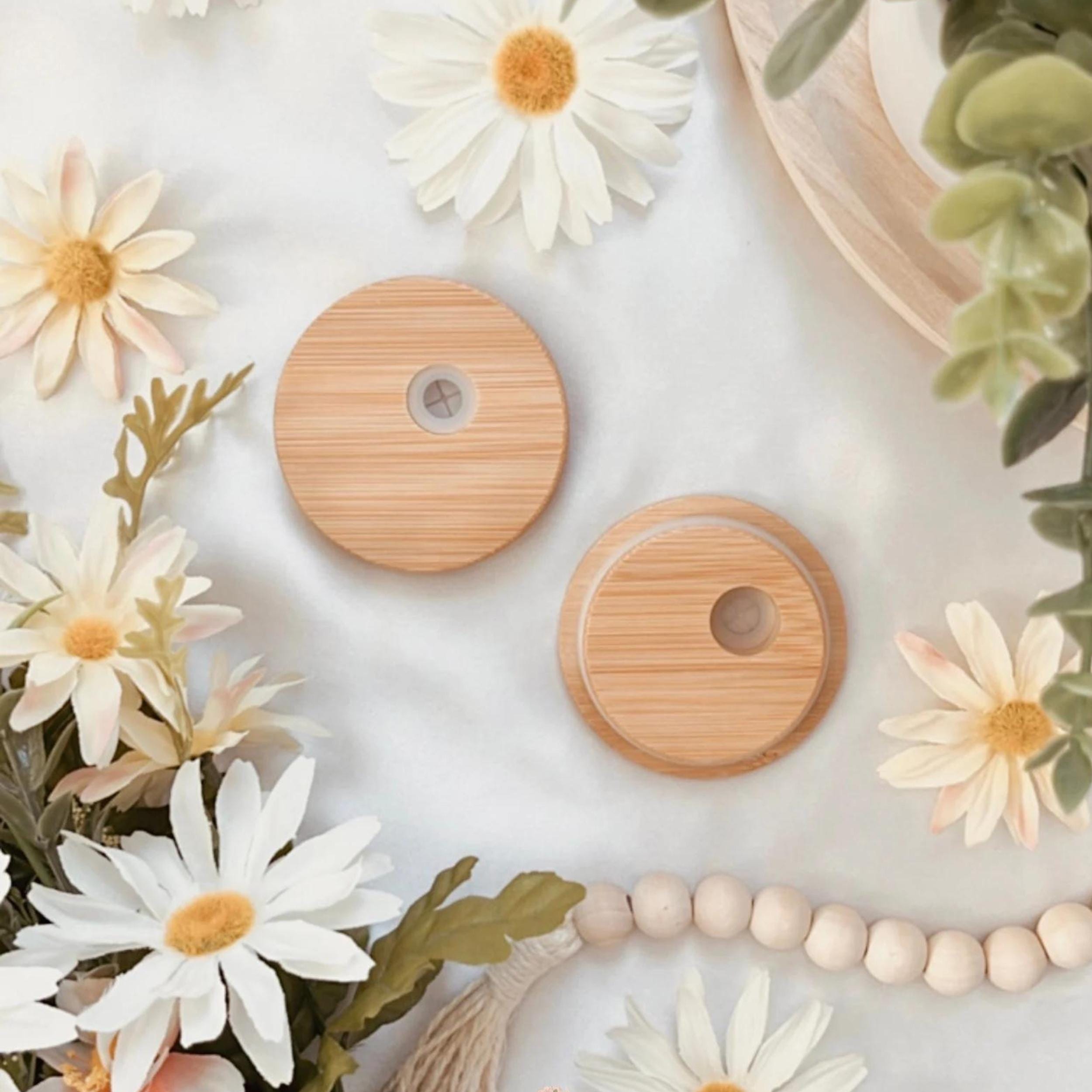 Daisy Iced Coffee Glass Cup Spring Floral Glass Cup With Bamboo Lid and ...