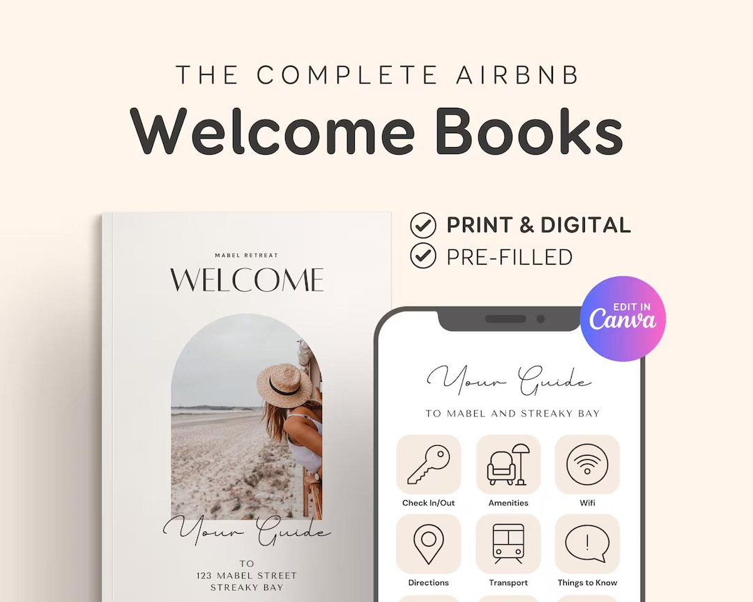 Airbnb Welcome Book Template Canva Host Bundle Kit Welcome Pack, Airbnb ...
