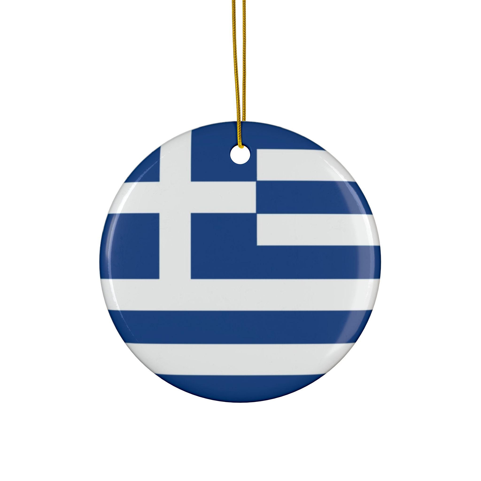 Greek Flag Round Ceramic Ornament - Etsy
