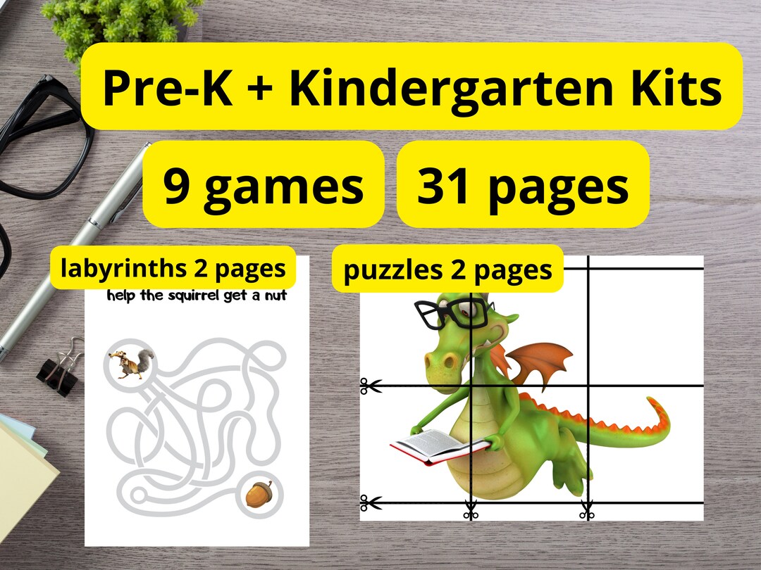 Pre-k + Kindergarten Kits Worksheets Educational Games for Children ...