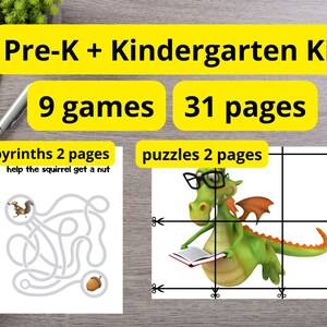 Pre-k + Kindergarten Kits Worksheets Educational Games for Children ...