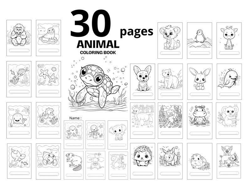 Animal Coloring Pages Set of 30 Coloring Pages Coloring Pages for ...