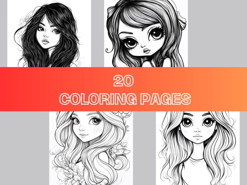 20 Chibi Girl Coloring Pages for Adults (PDF Download) - Etsy UK