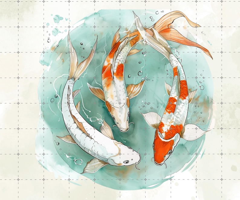 20 Koi Fish Clipart PNG, Watercolor Japanese Koi, Transparent ...