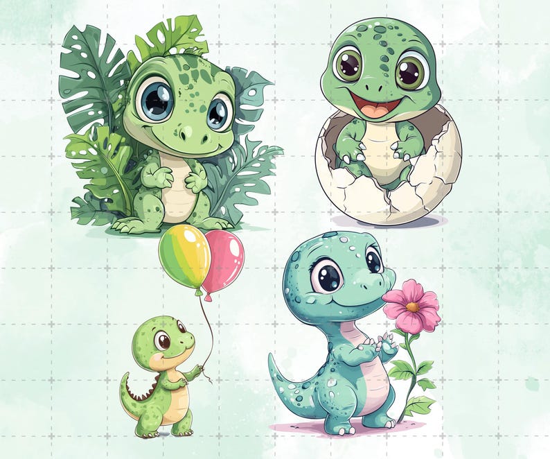 40 Watercolor Dinosaur Clipart PNG, Dino Illustrations, Kids Nursery - Etsy
