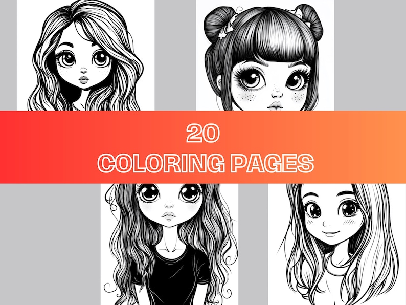 20 Chibi Girl Coloring Pages for Adults (PDF Download) - Etsy UK