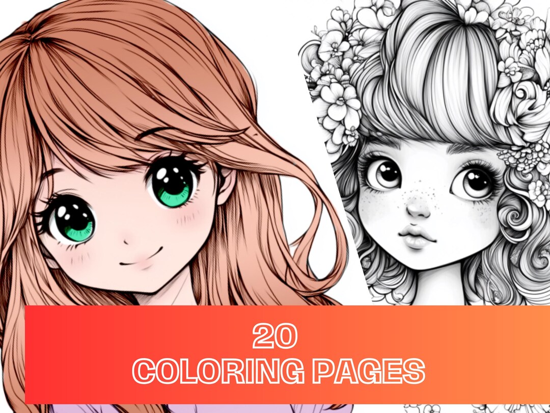 20 Chibi Girl Coloring Pages for Adults (PDF Download) - Etsy UK