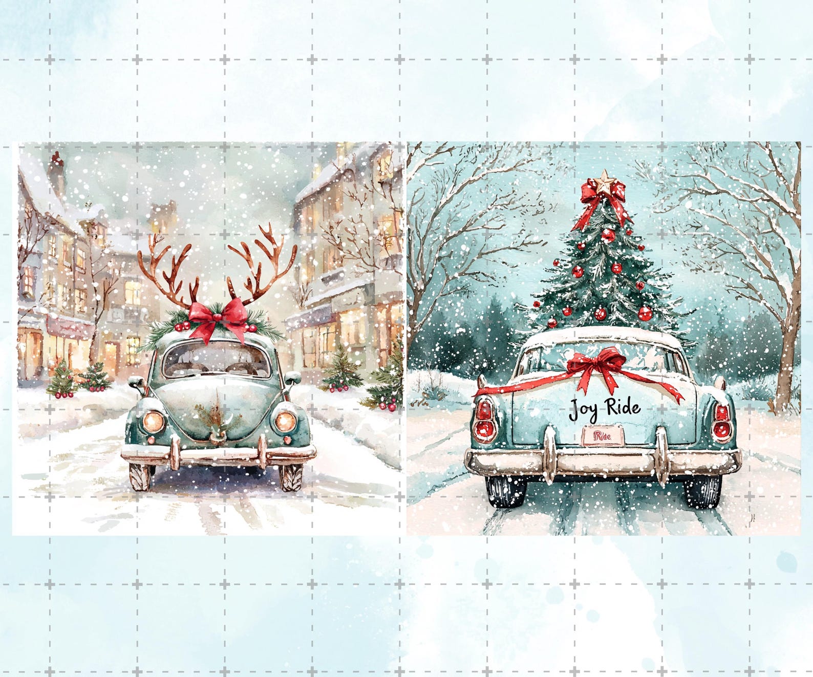 20 PNG Watercolor Christmas Car Clipart – Digital Download, Vintage ...