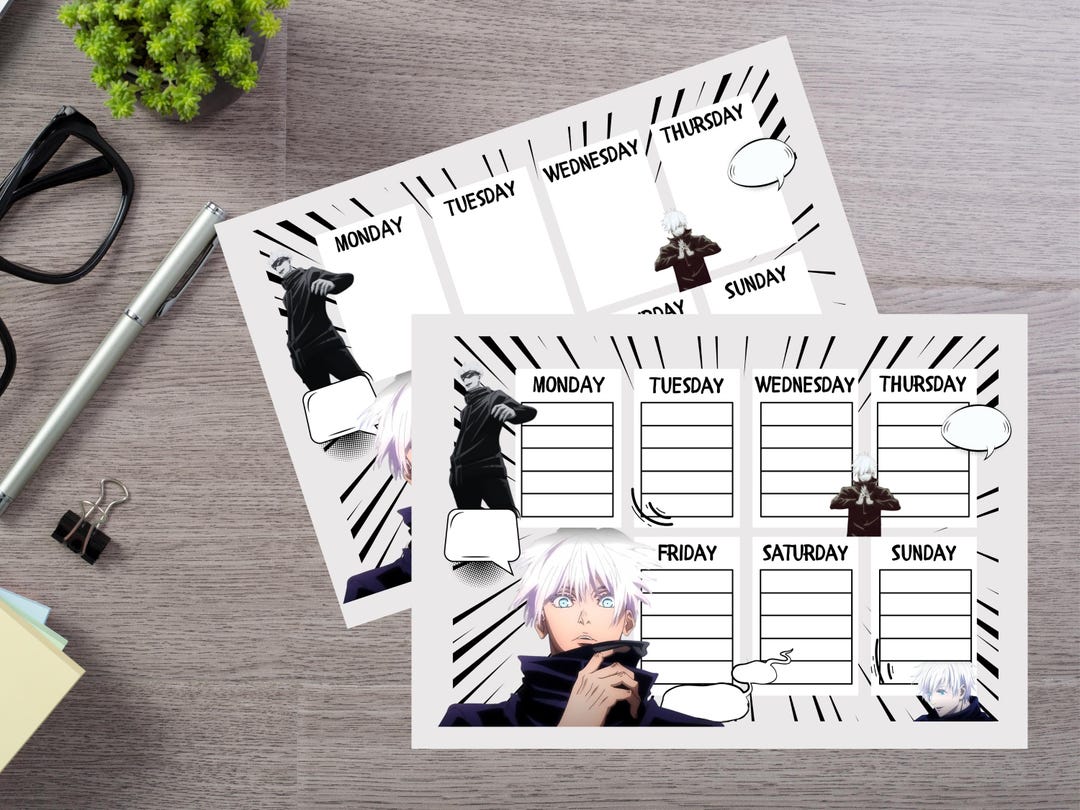Gojo Satoru Jujutsu Kaisen Weekly Planner Homeschool Template Planner ...