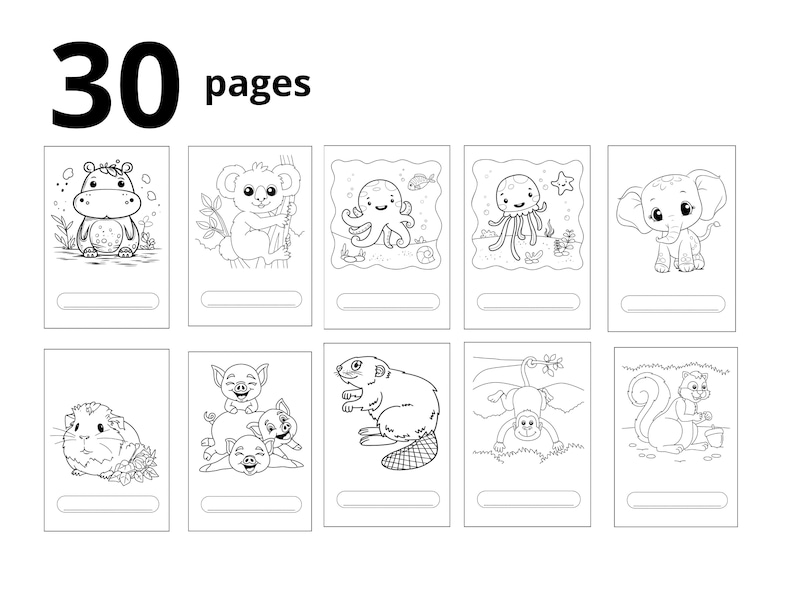 Animal Coloring Pages Set of 30 Coloring Pages Coloring Pages for ...