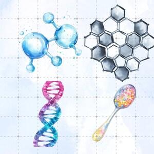 50 Watercolor Science Lab Clipart PNG Chemistry Clipart Colorful ...