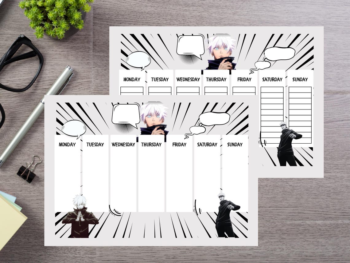 Gojo Satoru Jujutsu Kaisen Weekly Planner Homeschool Template Planner ...