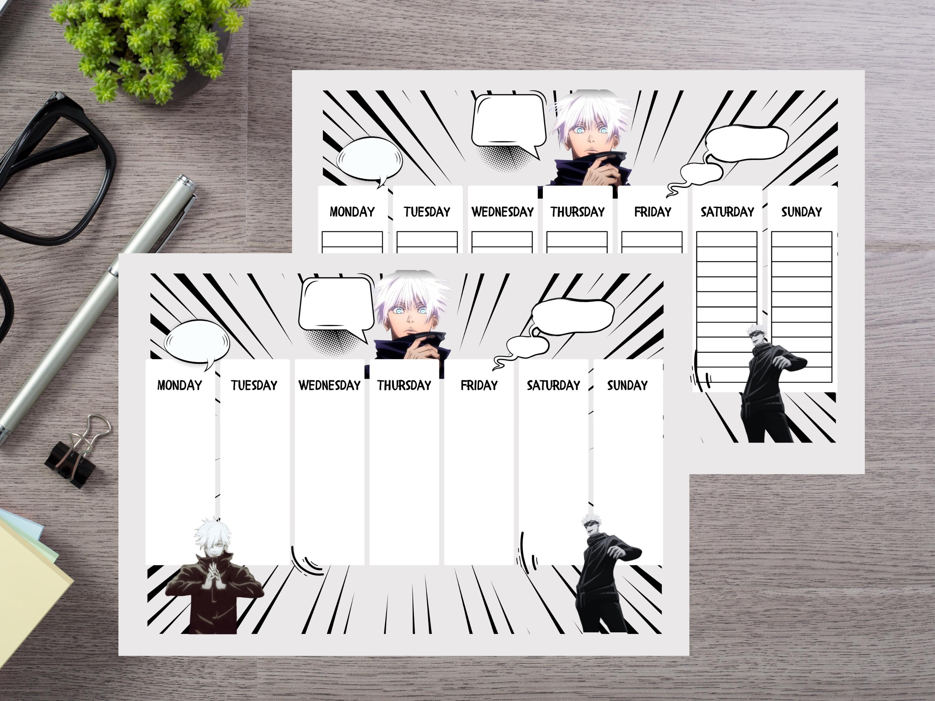 Gojo Satoru Jujutsu Kaisen Weekly Planner Homeschool Template Planner ...