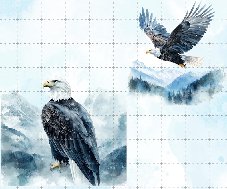 Bald Eagle Watercolor Illustrations - 35 PNG Eagle Art Bundle - Etsy