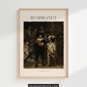 The Night Watch - 1642, Rembrandt Print, Rembrandt Paint, Rembrandt ...