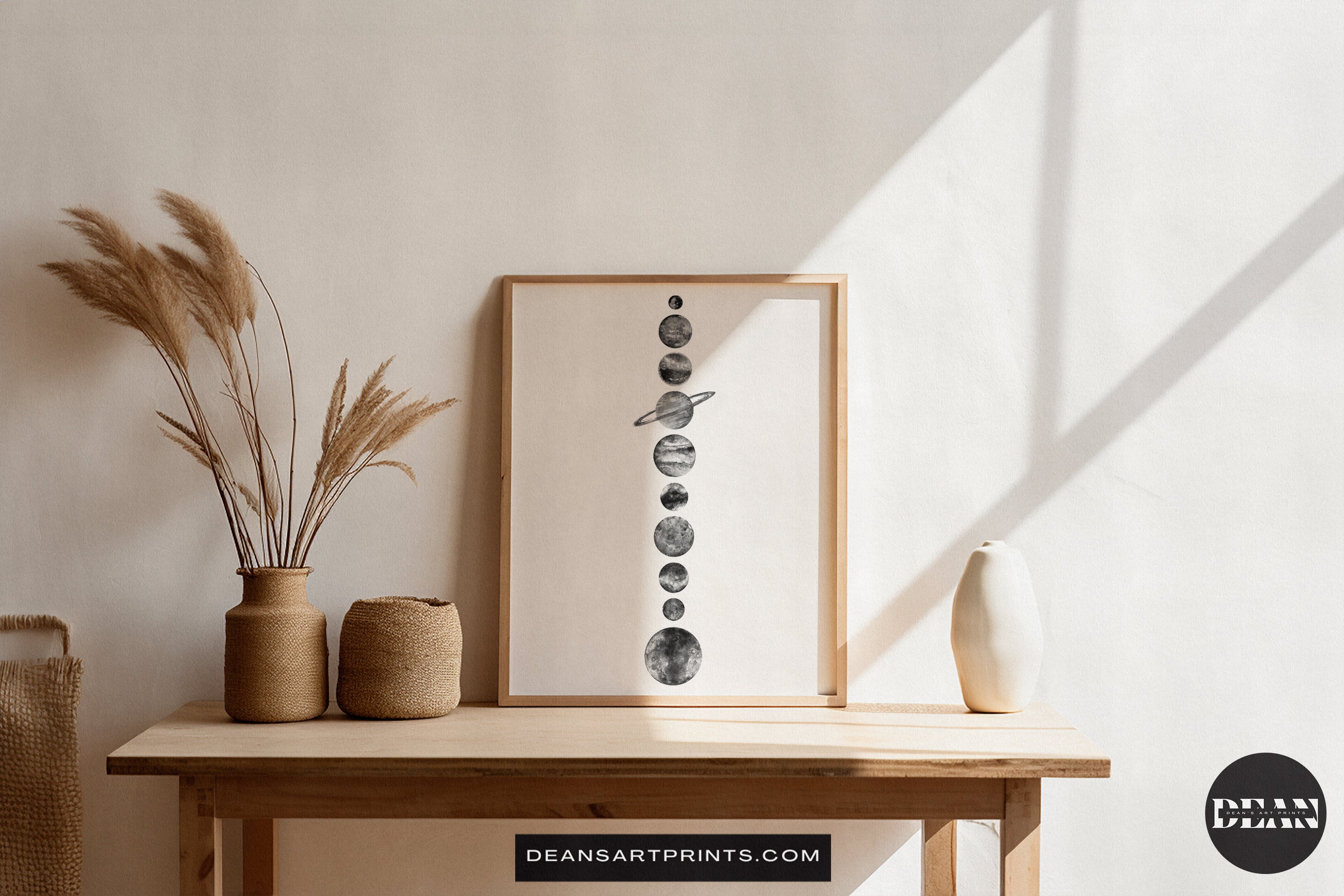 Solar System Wall Art, Black and White, Planets Printable, Space Poster ...