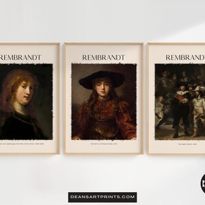 Rembrandt of 9 Prints, Gallery Wall Set, Rembrandt, Rembrandt ...