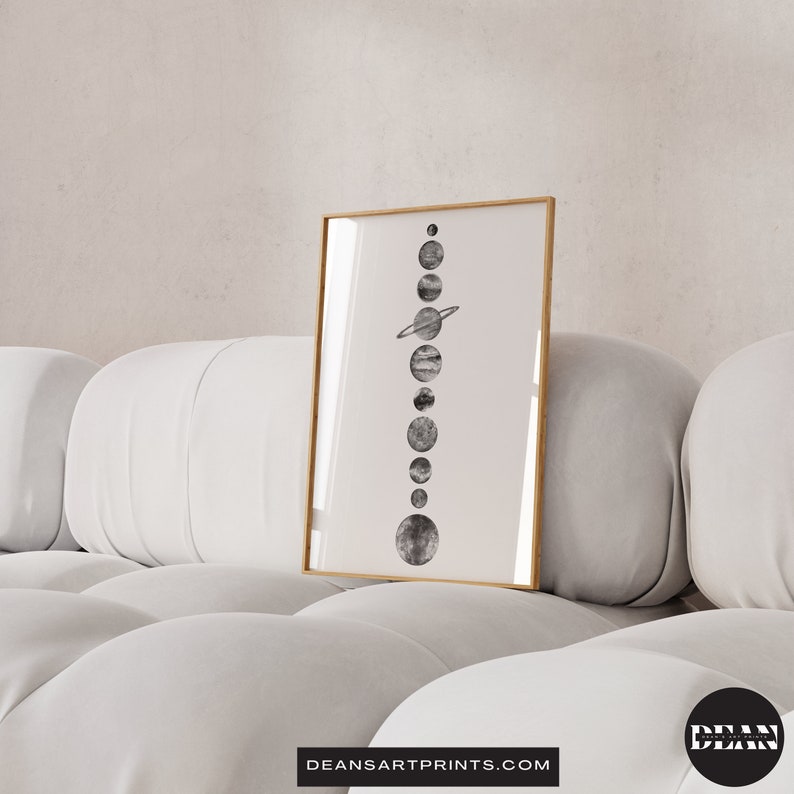 Solar System Wall Art, Black and White, Planets Printable, Space Poster ...