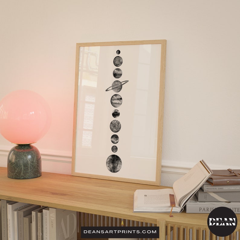Solar System Wall Art, Black and White, Planets Printable, Space Poster ...