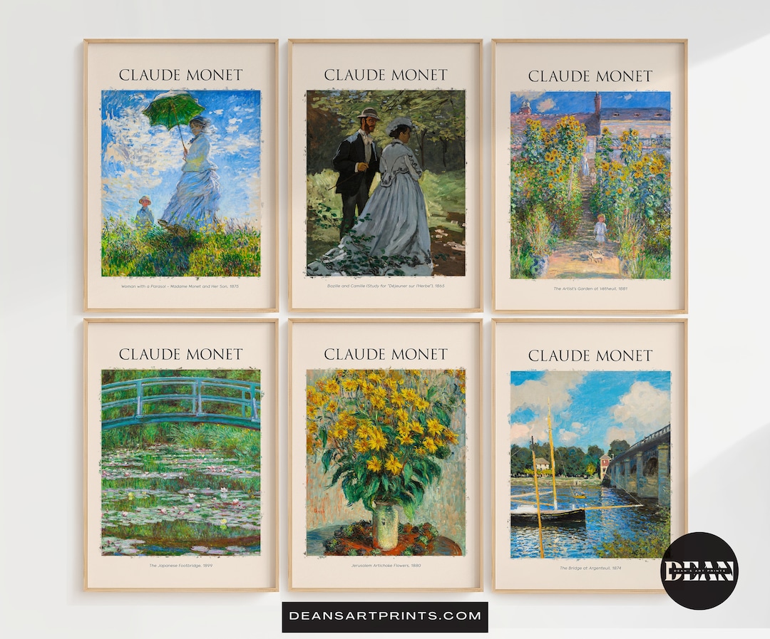 Claude Monet of 8 Prints, Gallery Wall Set, Claude Monet, Claude Monet ...