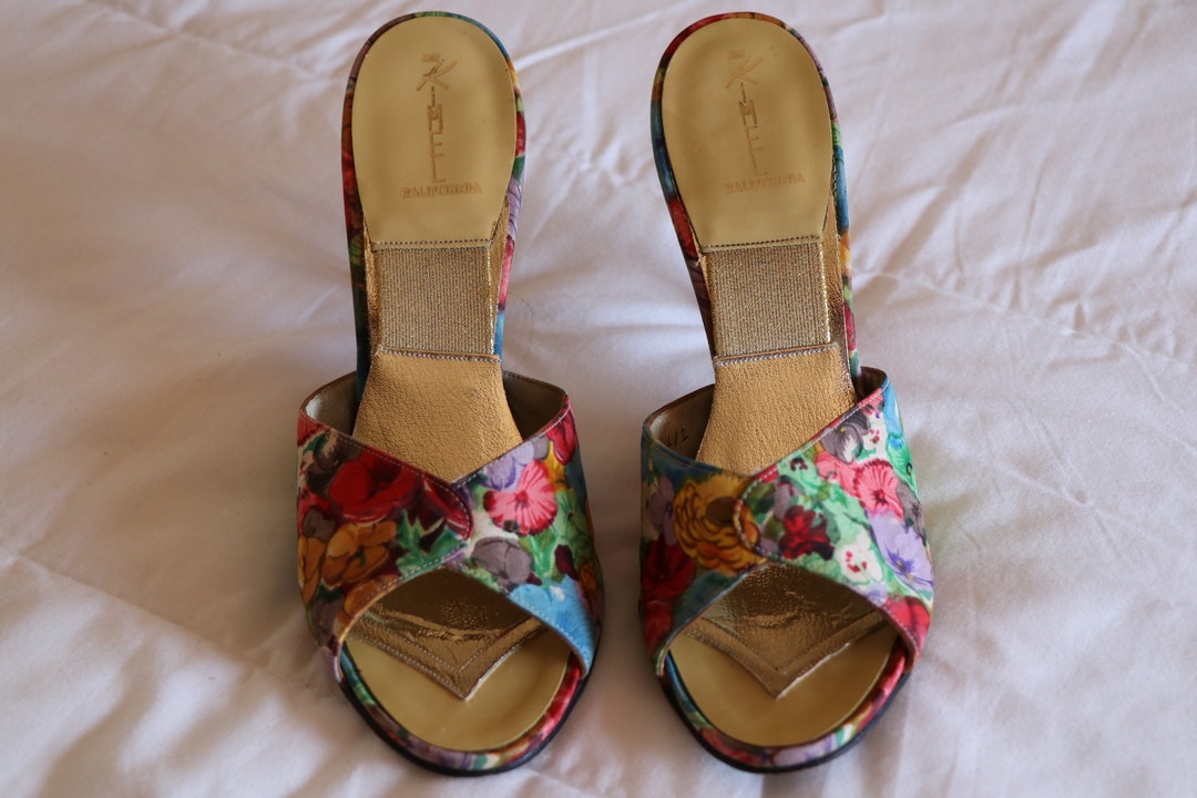 Mr. Kimel California Vintage Floral Fabric Springolator High Heels - Etsy