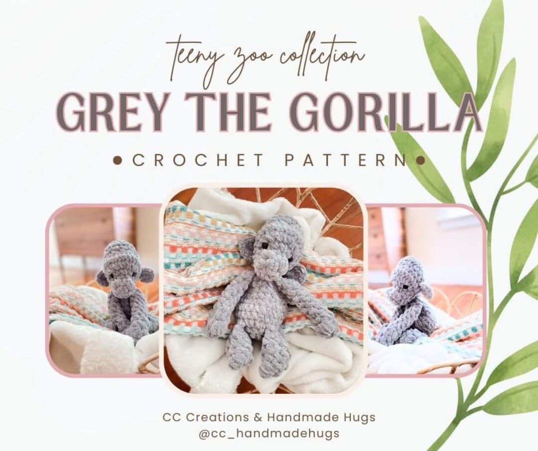 Grey the Gorilla / Low Sew Crochet Pattern - Etsy