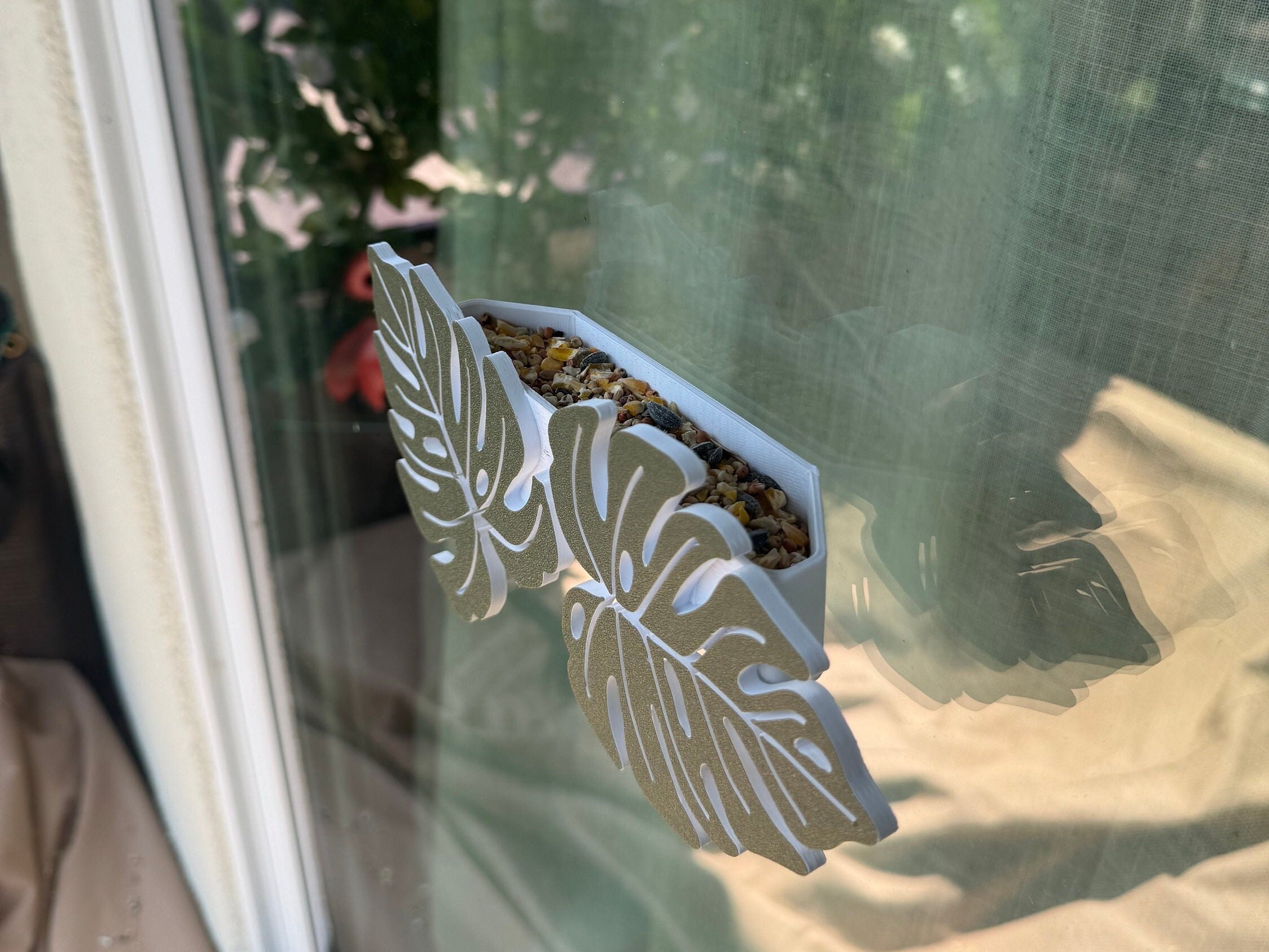 Monstera Stick-on Window Bird Feeder: 3D Printed Handcrafted Serenity ...