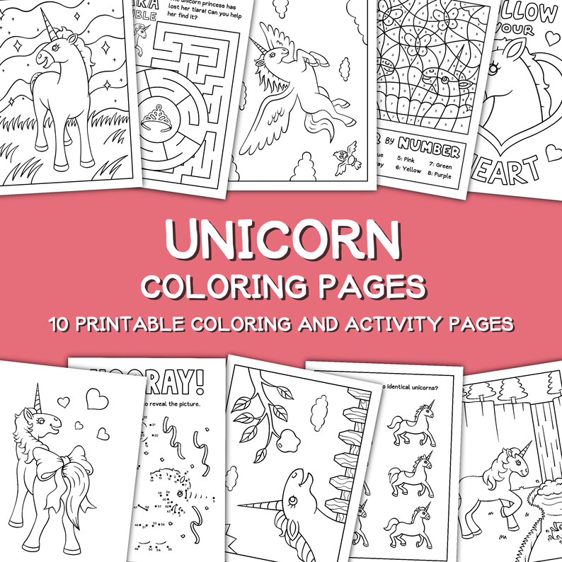 Unicorn Coloring Pages | 10 Printable Coloring and Activity Pages for ...