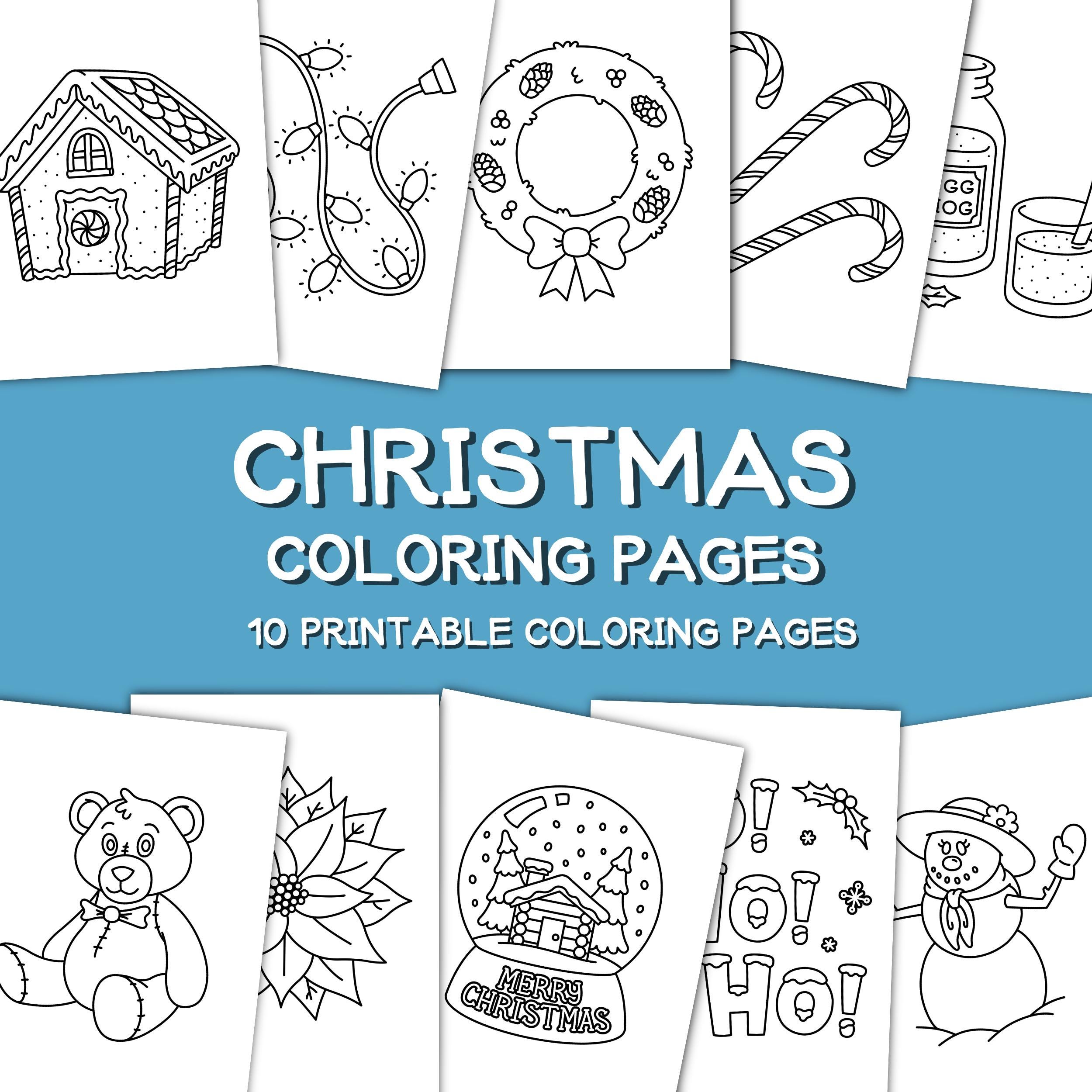 Christmas Coloring Pages: 10 Bold Holiday Designs (letter & A4 PDF) - Etsy