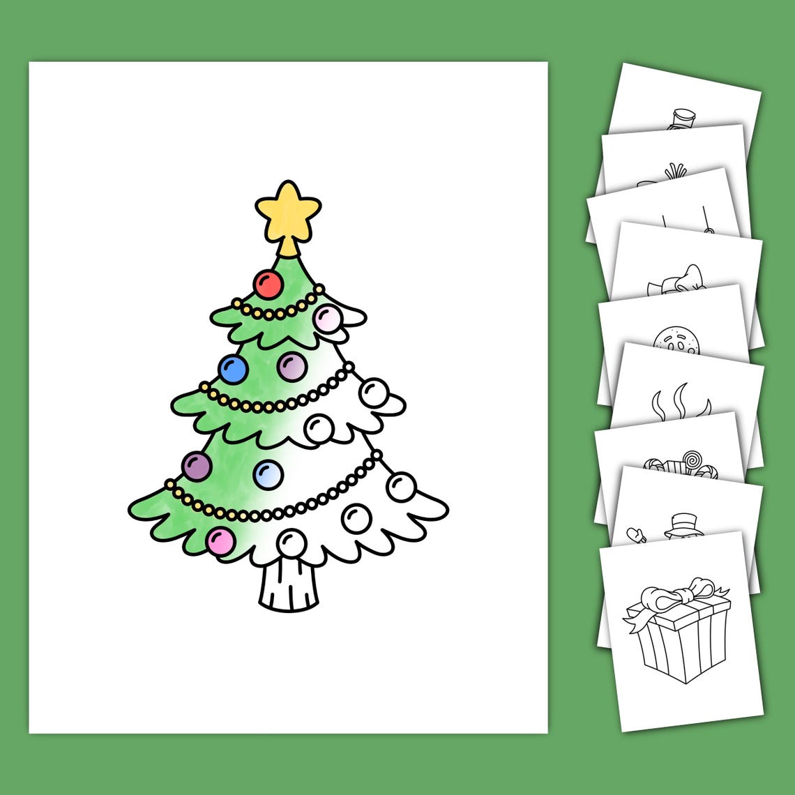 Christmas Coloring Pages: 10 Holiday Illustrations (letter & A4 PDF) - Etsy